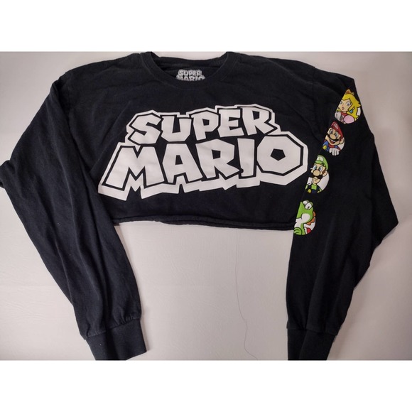 Nintendo | Tops | Supermario Crooped Shirt Size L Black | Poshmark